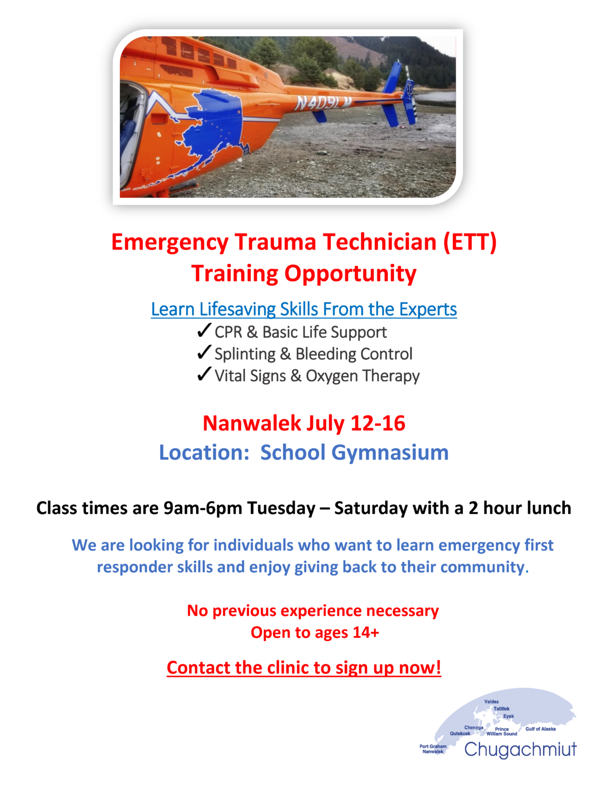 Emergency Trauma Technician (ETT) Training Opportunity | Chugachmiut